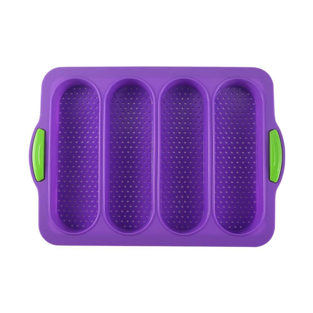 Форма для выпечки багетов, силиконовая, 4 мини-отверстия, антипригарная, для дома и пекарни