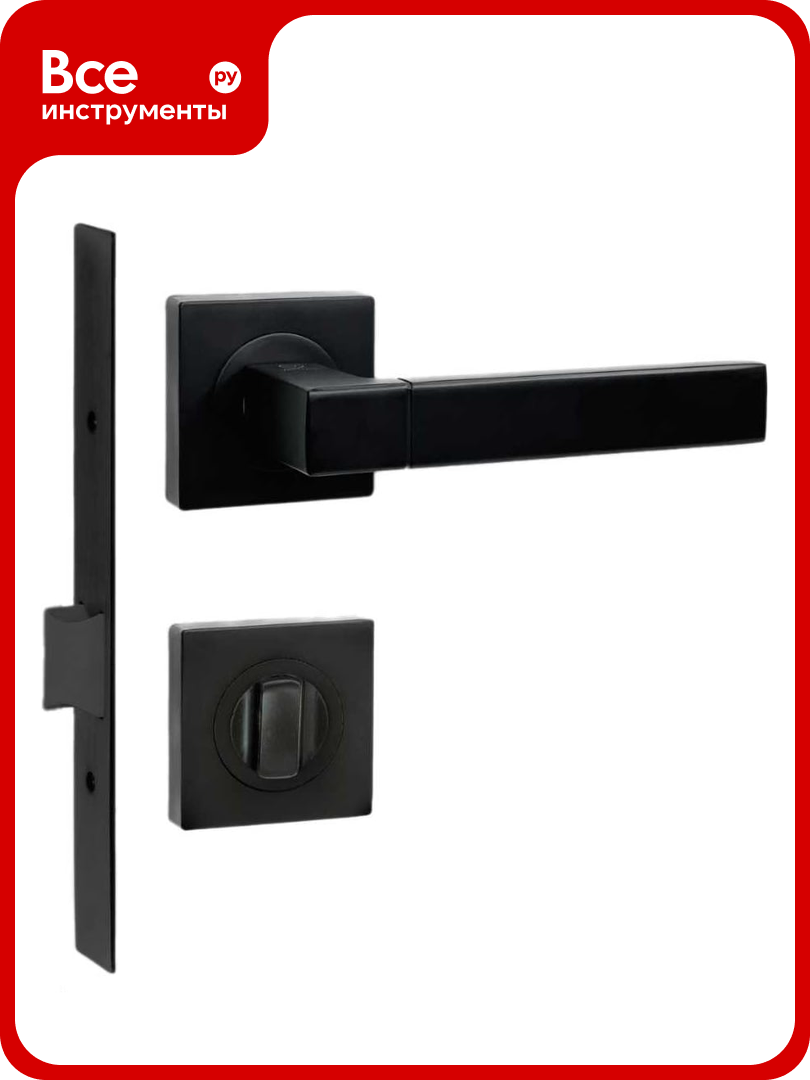 Дверная ручка VETTORE R06.081 MBP в комплекте с поворотником BK 0605 MBP и врезным механизмом под фиксатор WC 170