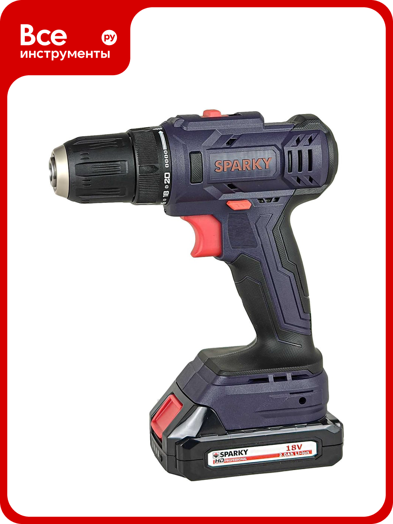 Аккумуляторная, SPARKY, дрель-шуруповерт SPARKY BR2 18Li-C HD 14000195157, работы со всеми видами, производительный