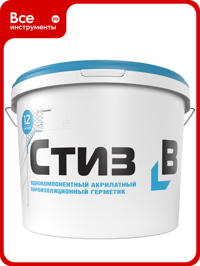 Герметик для монтажа окон акриловый паропроницаемый стиз В ведро, 7 кг, RM000003637