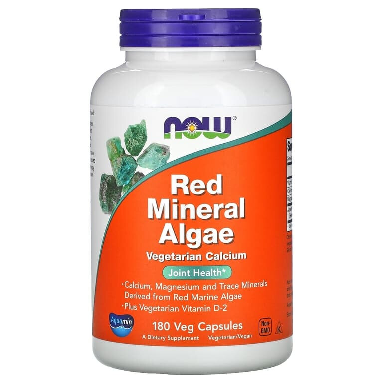 NOW Foods Red Mineral Algae, Комплекс минералов из красных водорослей 180 вегетарианских капсул