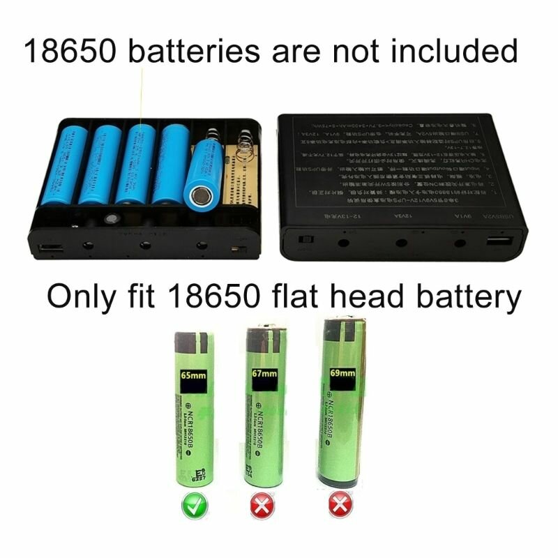 USB 5V 9V 12V Выходная Батарея 18650 ИБП Power Banks Box с Кабелем 5,5x2,1 мм от Мужчины к Мужчине для Маршрутизатора Телефона LED CCTV Камеры