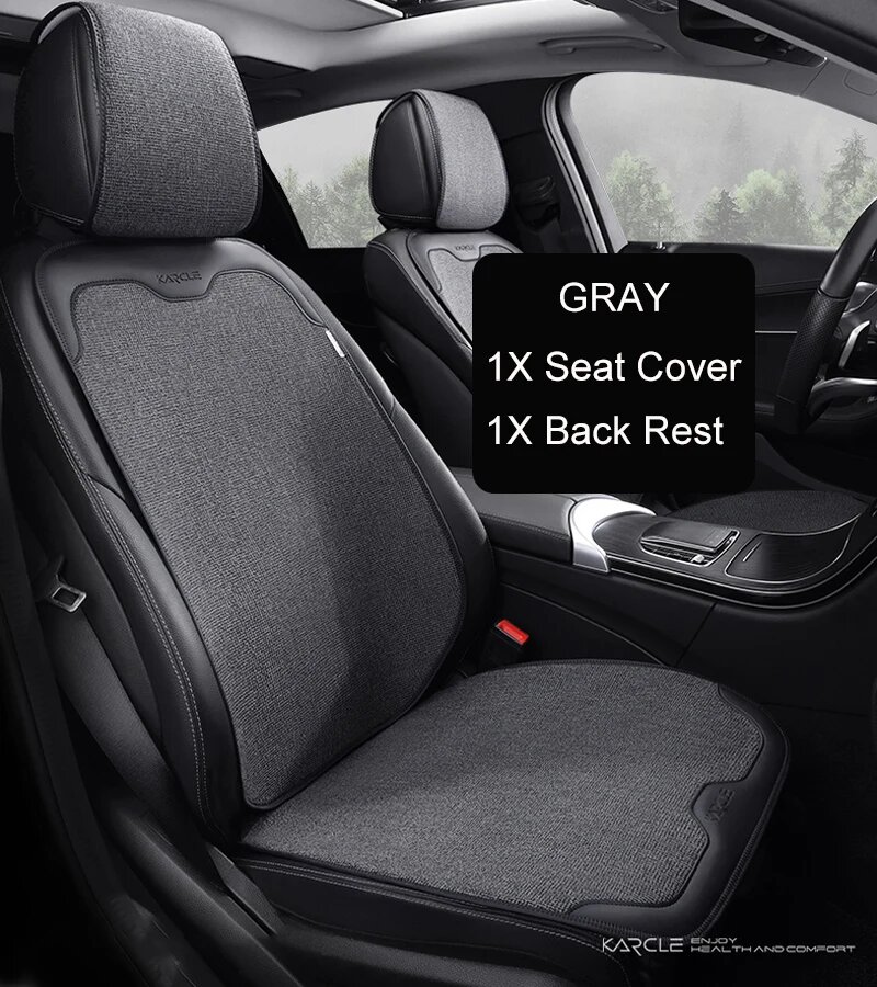 Чехол для автомобильного сиденья из льна, полный комплект, универсальный автомобильный чехол для подушки, дышащий защитный чехол для сиденья, аксессуары для салона автомобиля, автомобильные товары Gray front cover