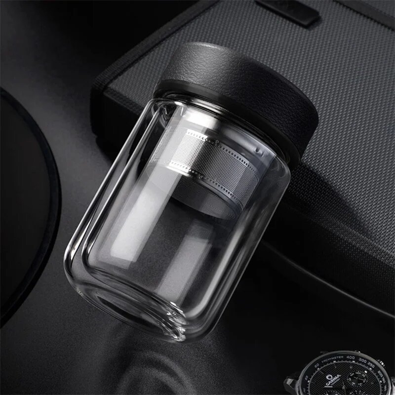 Стеклянная бутылка для воды BenRussell 310 мл, 310ml, Черный