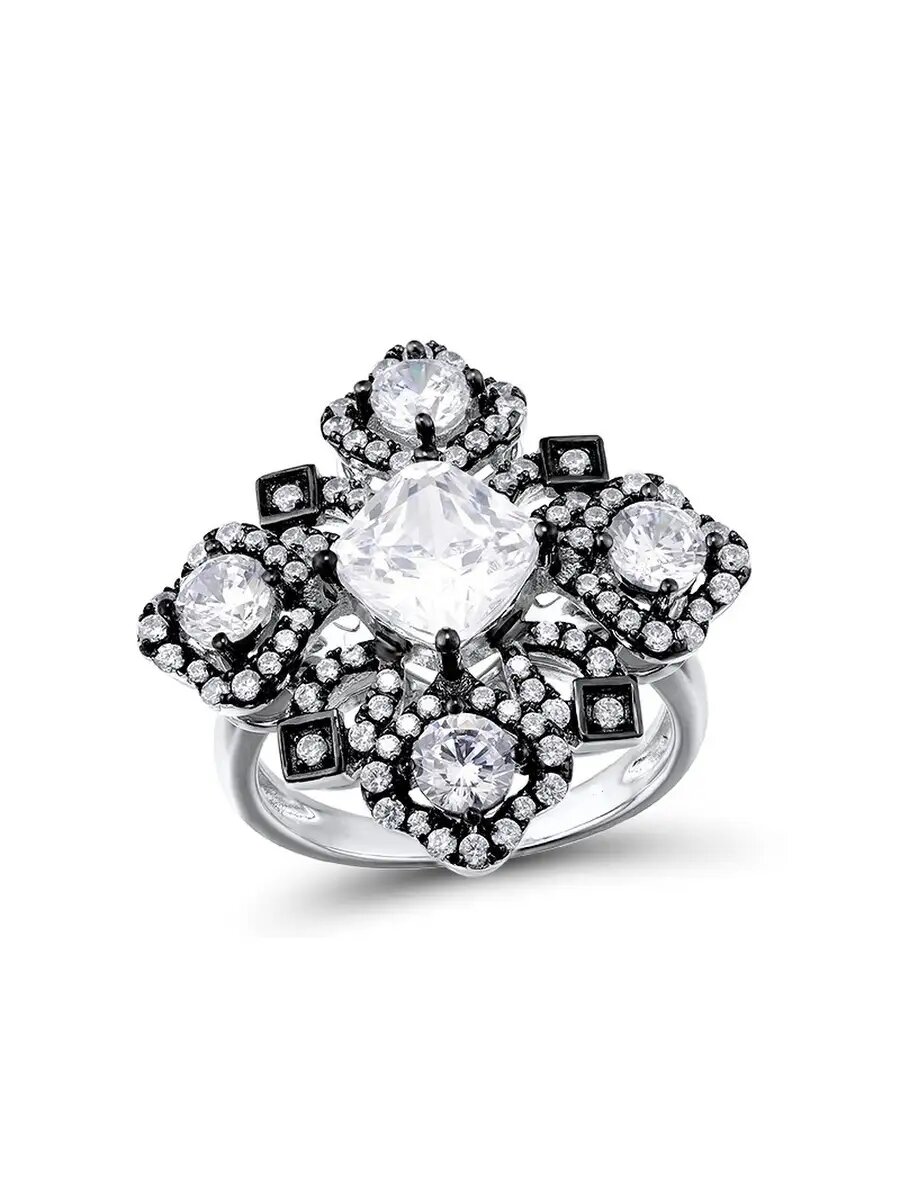 Кольцо, серебро, 925 проба, фианит