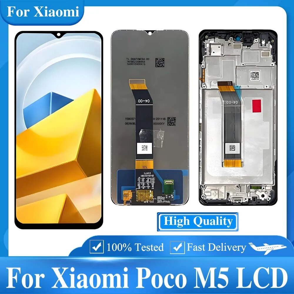 6,58 "высокое качество для Xiaomi Poco M5, ЖК-дисплей, преобразователь сенсорного экрана в сборе, замена для Xiaomi Poco M5, ЖК-дисплей 22071219CG