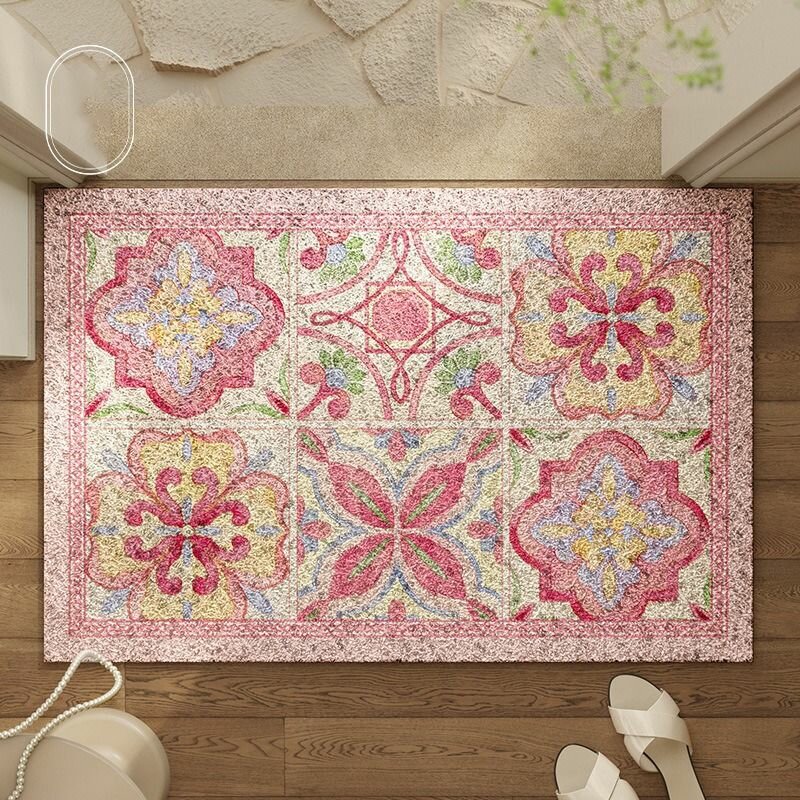 Коврик для пола с рисунком из розовой плитки, можно резать, 50x80 см