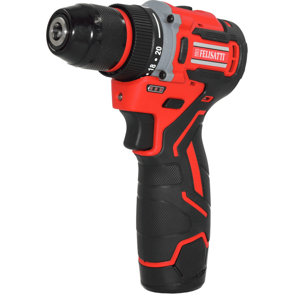Аккумуляторная дрель-шуруповёрт FELISATTI FT1251, LiIon, 12 В, 2 аккумулятора, зарядное устройство