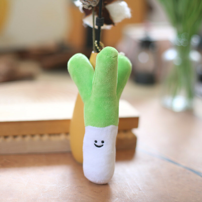 Kids scallion plush keychain collectible toy with pp cotton soft stuffed charm