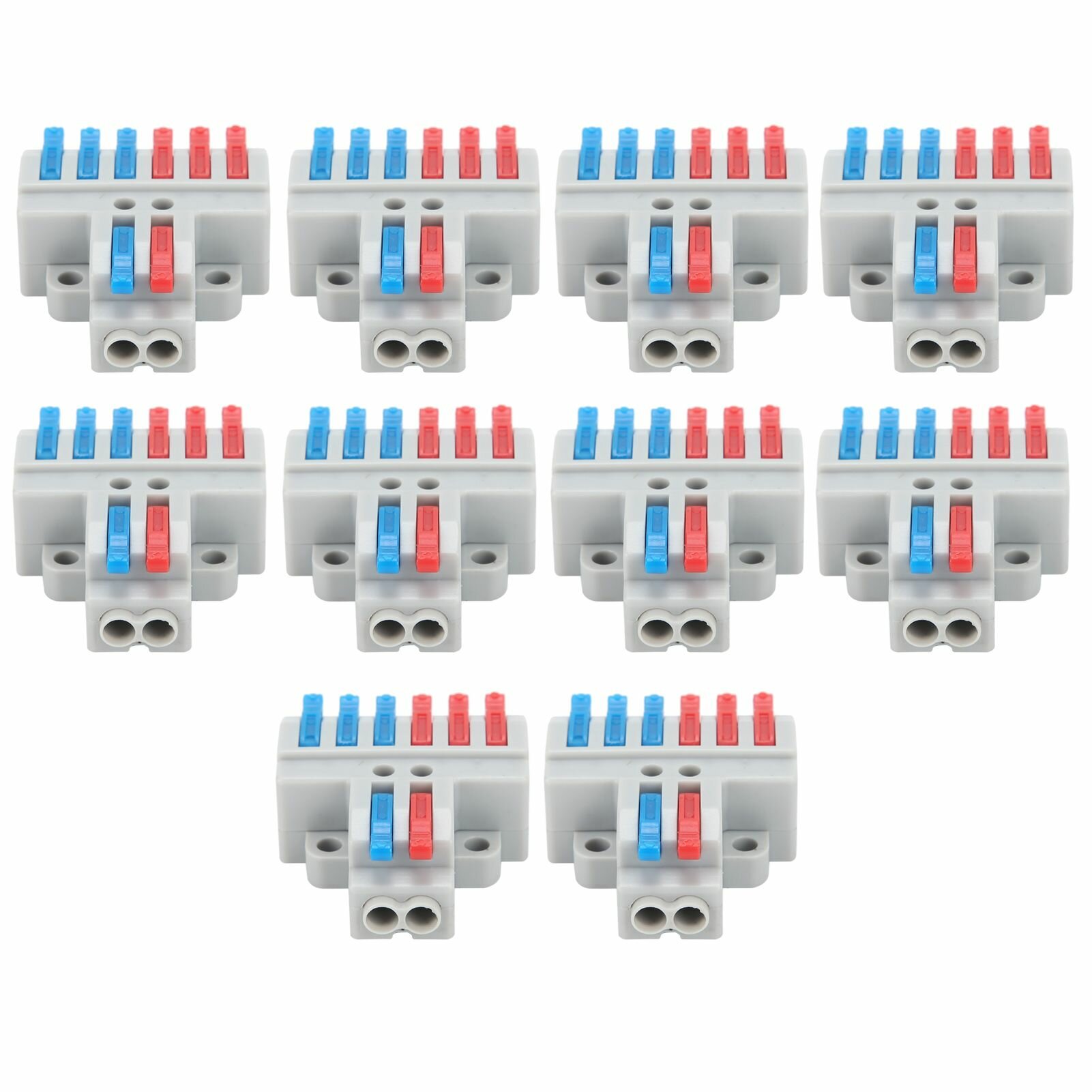 10 шт, разъем для проводов 2in6out с фиксированным отверстием, 4 мм, разветвитель, быстрый клеммный блок, 600 В