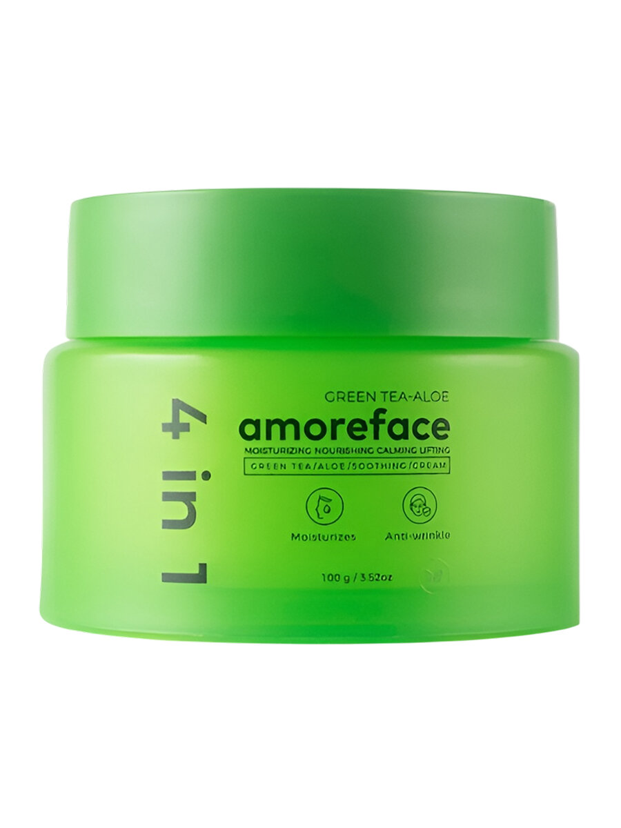 Amoreface Крем для лица 4 в 1 с зелёным чаем и алоэ / Green Tea-Aloe Soothing Cream, 100 г