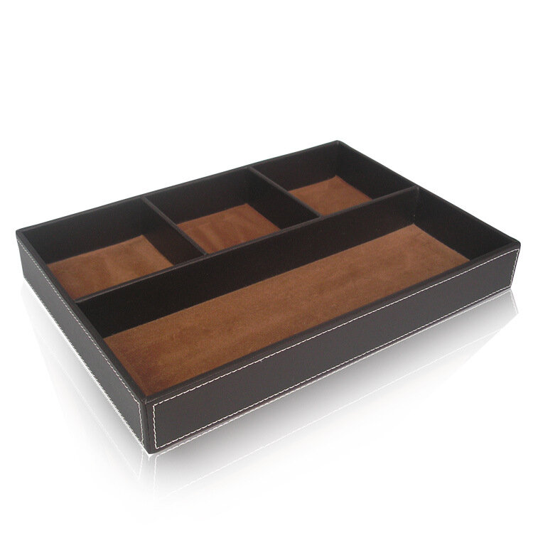 Многофункциональный кожаный настольный органайзер, лоток для документов, креативный поднос для хранения в прихожей, оптовая продажа небольших подносов из ПУ для дома.