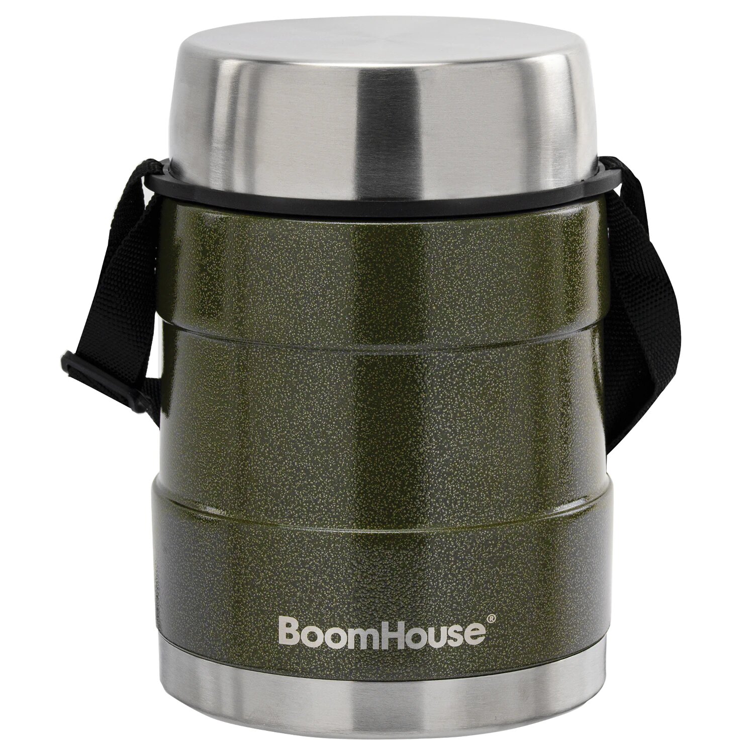Термос 1,2 л для еды/напитков с широким горлом, BOOMHOUSE (бумхаус) RIBBED, контейнер, нержавеющая сталь SUS304, 700323