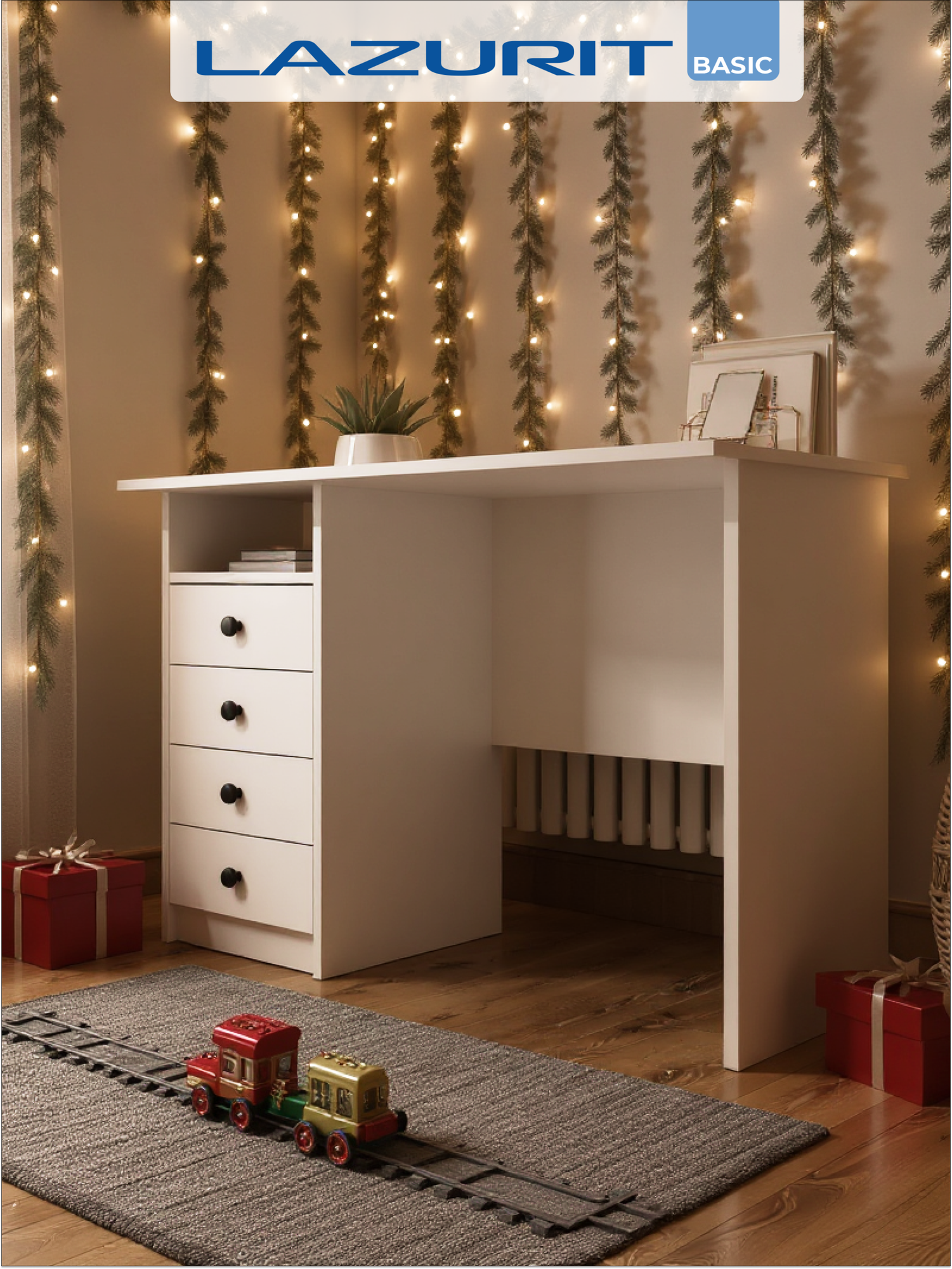 Стол письменный для школьника белый Lazurit Rocco 110х48х76 стол компьютерный с ящиками и полкой 110х48х76 см