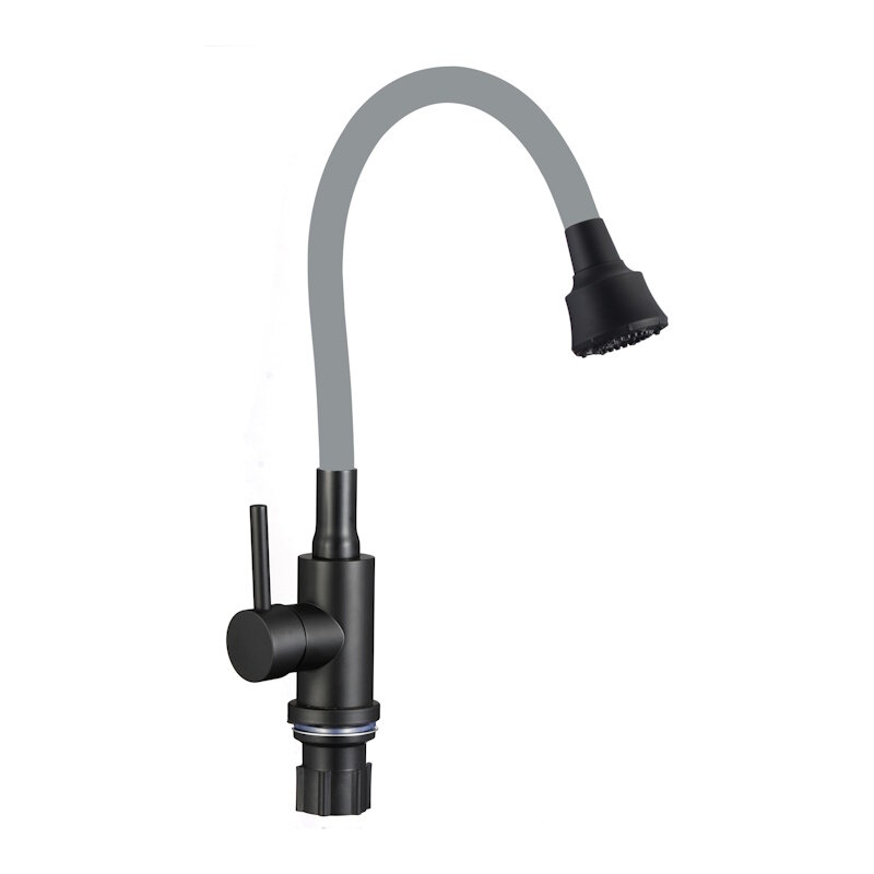 Смеситель для кухни с гибким изливом и режимом душ Fmark FS8288H-04, черный/серый