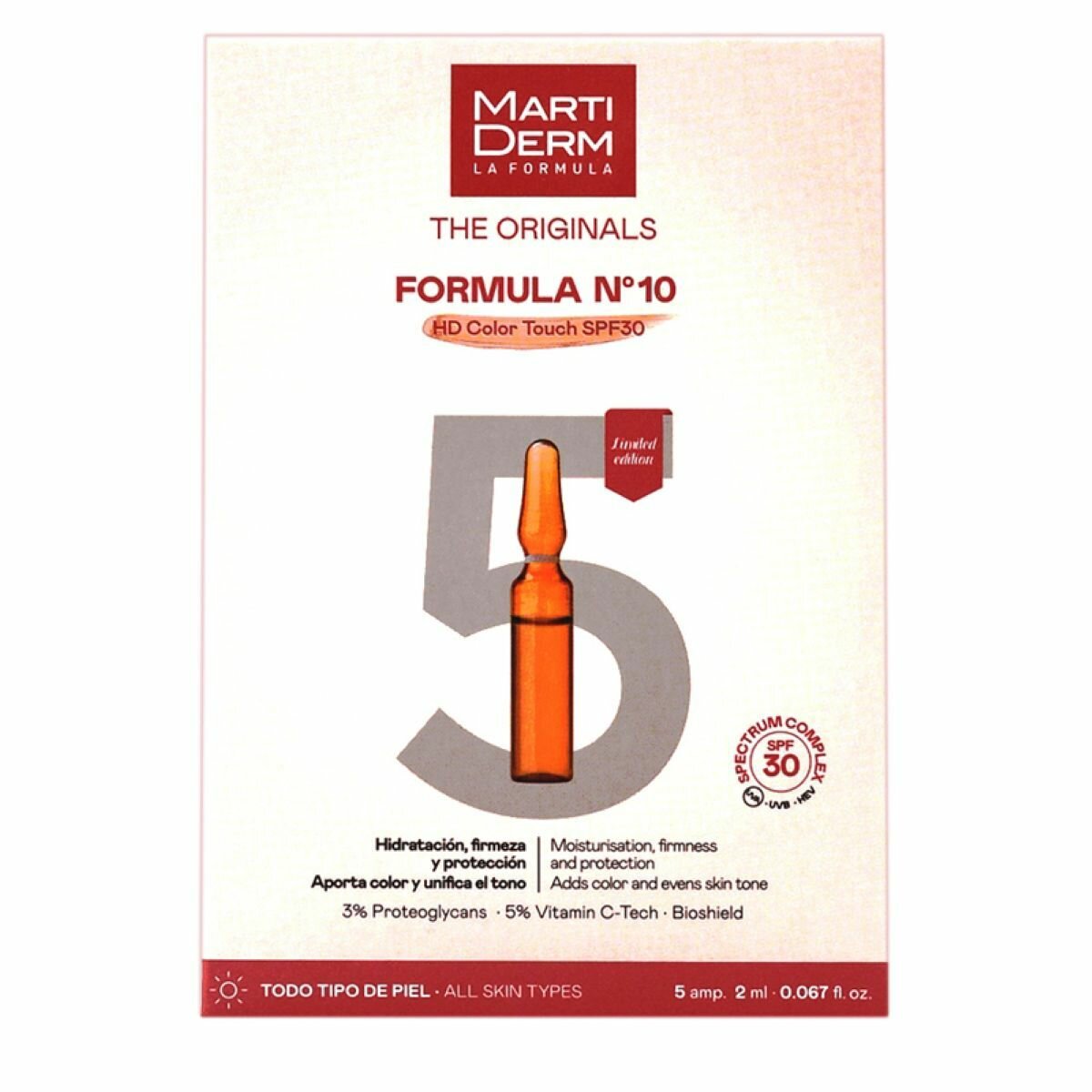 Мартидерм ориджиналс Ампулы Формула №10 HD Color Touch SPF30 5x2 мл / MartiDerm The Originals HD Color Touch SPF30