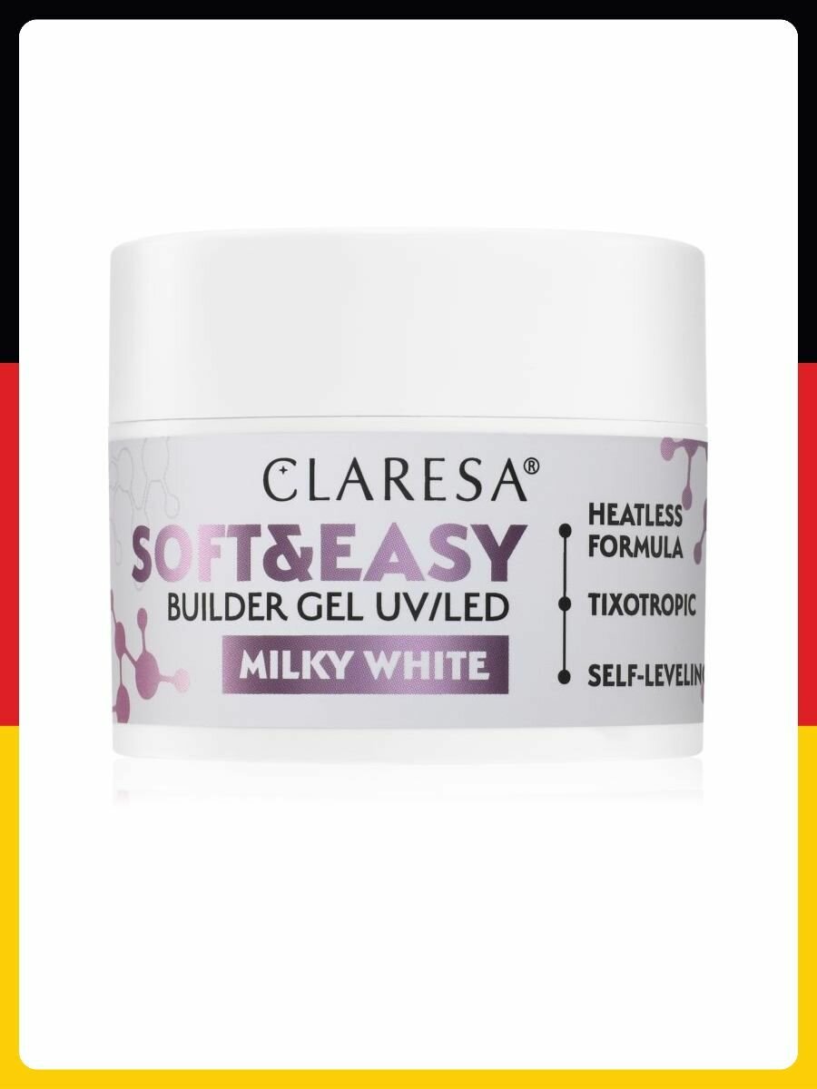 Моделирующий гель CLARESA Soft&Easy Builder Gel base gel for nails Milky White, 45 г