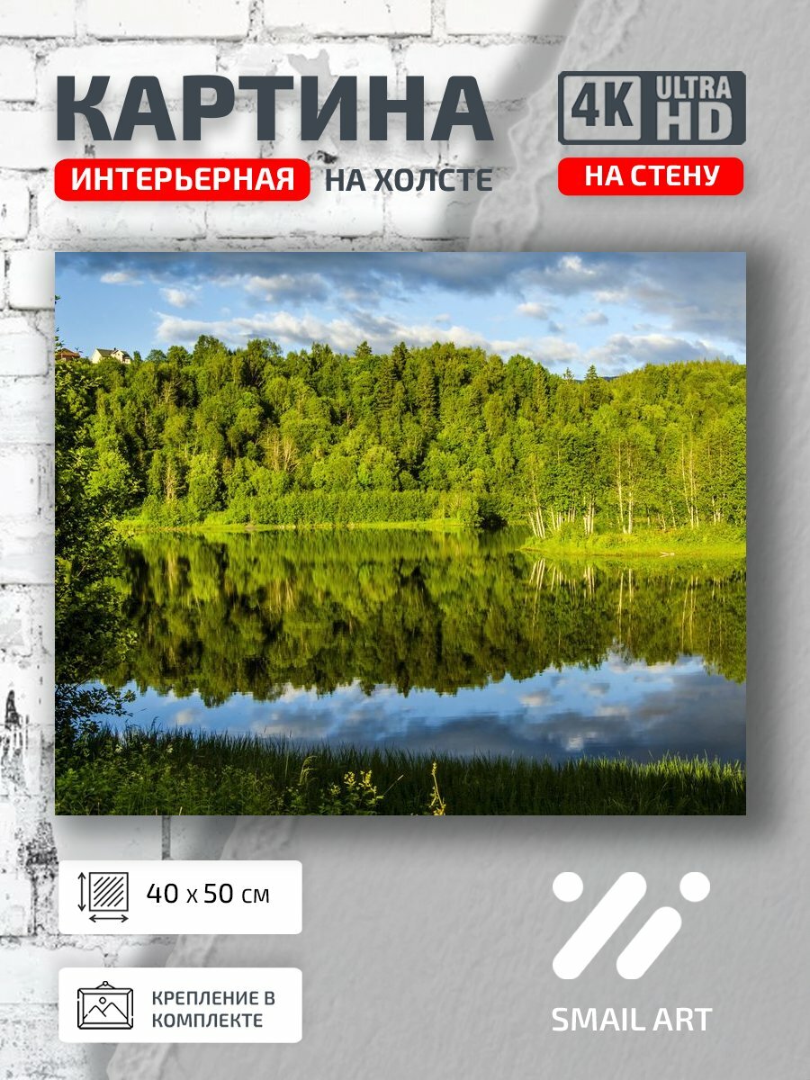 Картина на холсте интерьерная 40 на 50 на стену Отражение Landscape для кабинета пейзаж