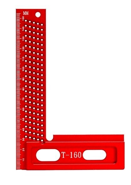 Угольник столярный разметочный 160 мм с отверстиями WOODWORK MGR-160