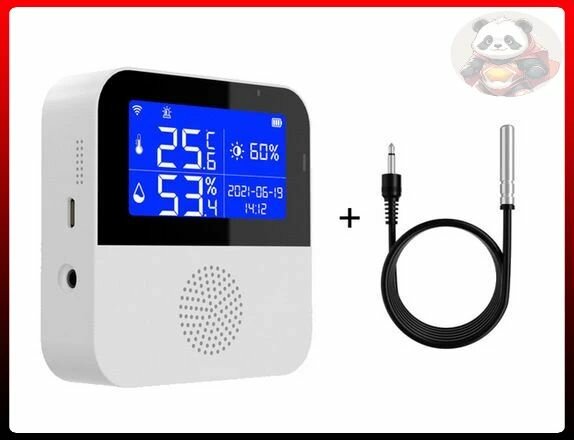 Датчик температуры, влажности и освещенности Tuya WIFI, дополнительный внешний датчик температуры, управление из приложения