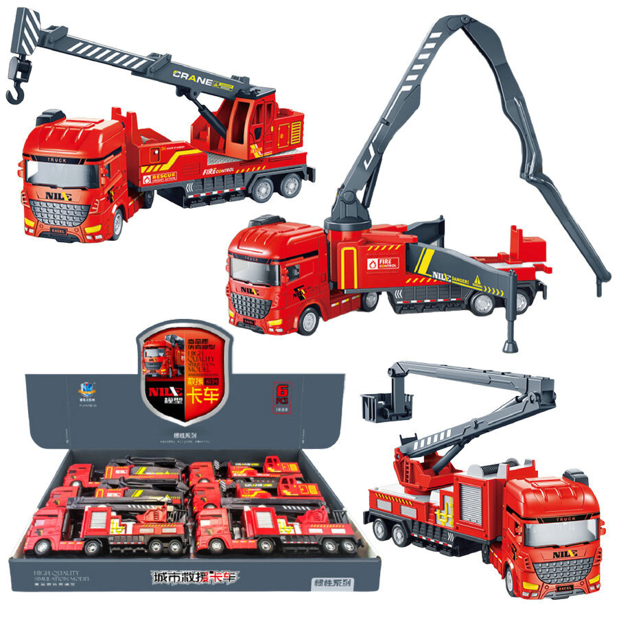 Шесть инерциальных имитационных спасательных машин (модель 706-43 с лестничным краном) для детской игровой площадки.