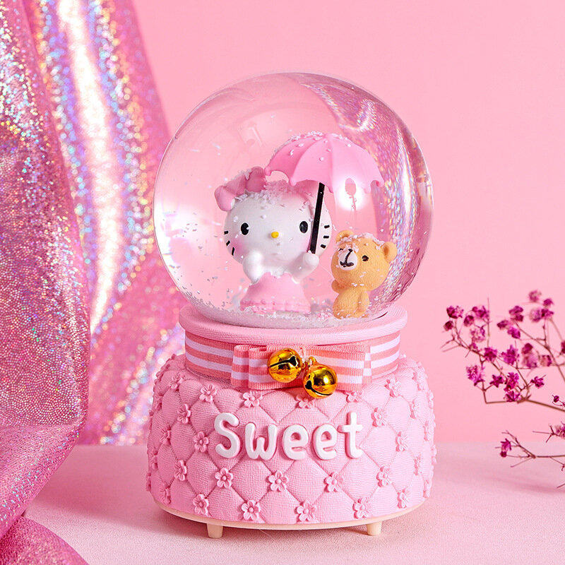 Мечтательная девочка, музыкальная шкатулка с кристальным шаром в виде единорога, украшение, музыкальная шкатулка для студентов, снежинка, водяной шар, подарок на день рождения