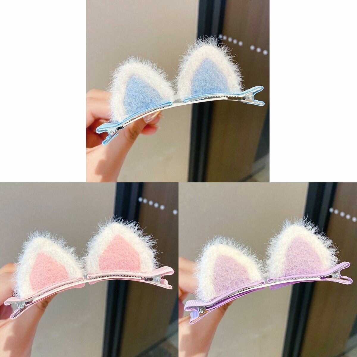 Милые заколки для волос с кошачьими ушками для девочек, осень-зима, милые плюшевые заколки для челки, аксессуары для волос для детей, головные уборы для девочек