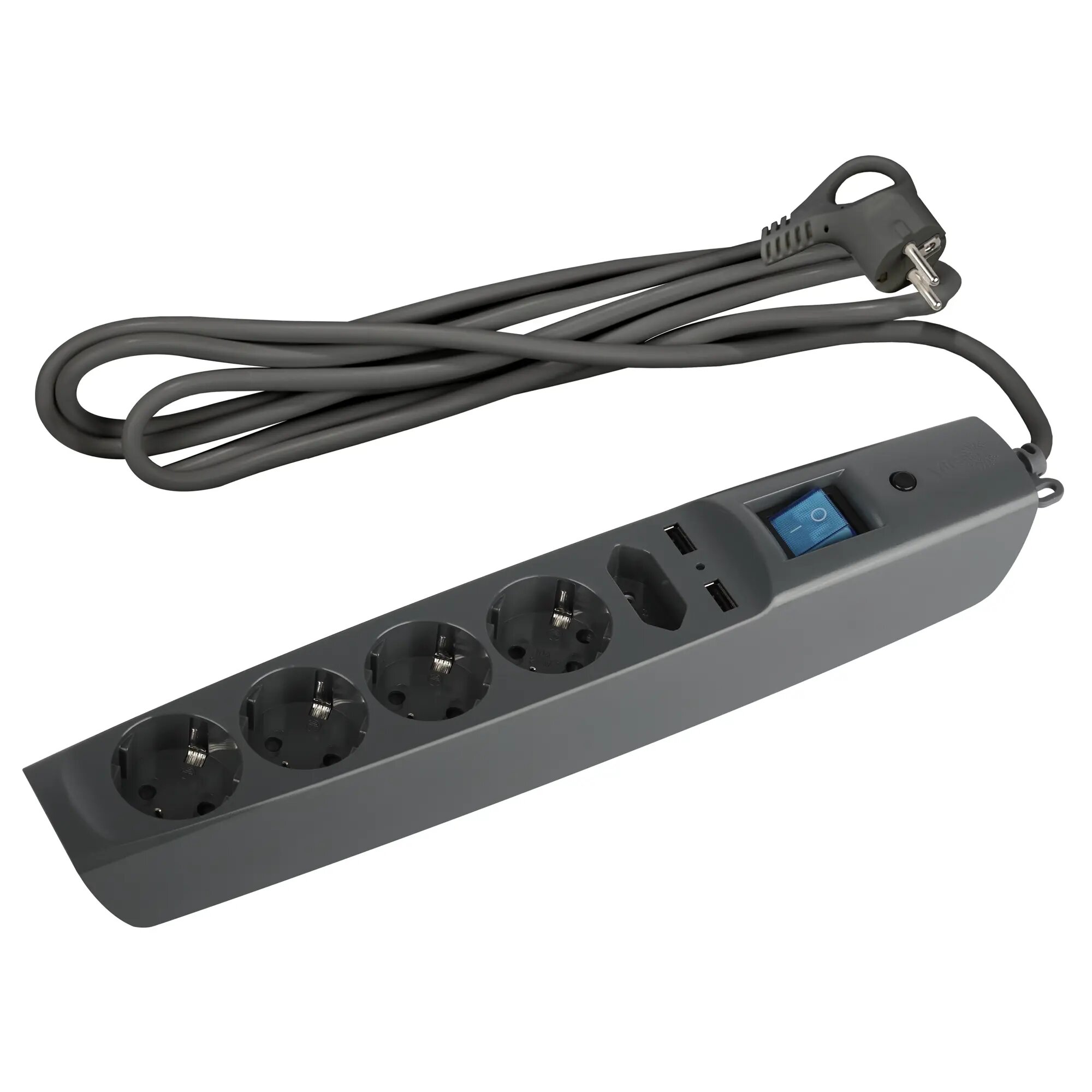 Сетевой фильтр Эра SFU 5 розеток с заземлением 3x0.75 мм 2 USB 2200 Вт 1.8 м цвет черный