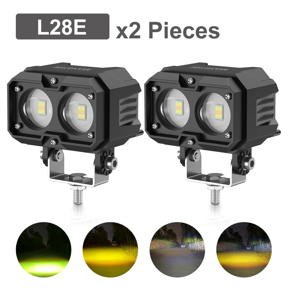 Двойная линза DRL для мотоцикла, светодиодный стробоскоп, прожектор для электромобиля, вспомогательная дорога, низкий/высокий свет, фара для вождения, DC12-85V