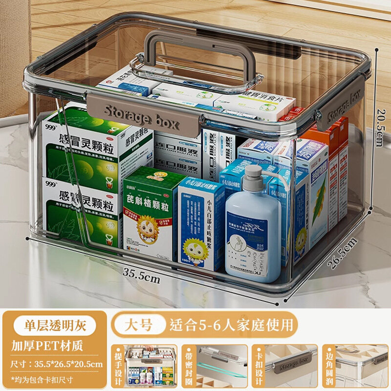 Домашняя многослойная портативная аптечка, семейная большая емкость для хранения, большая аптечка, прозрачная пластиковая аптечка