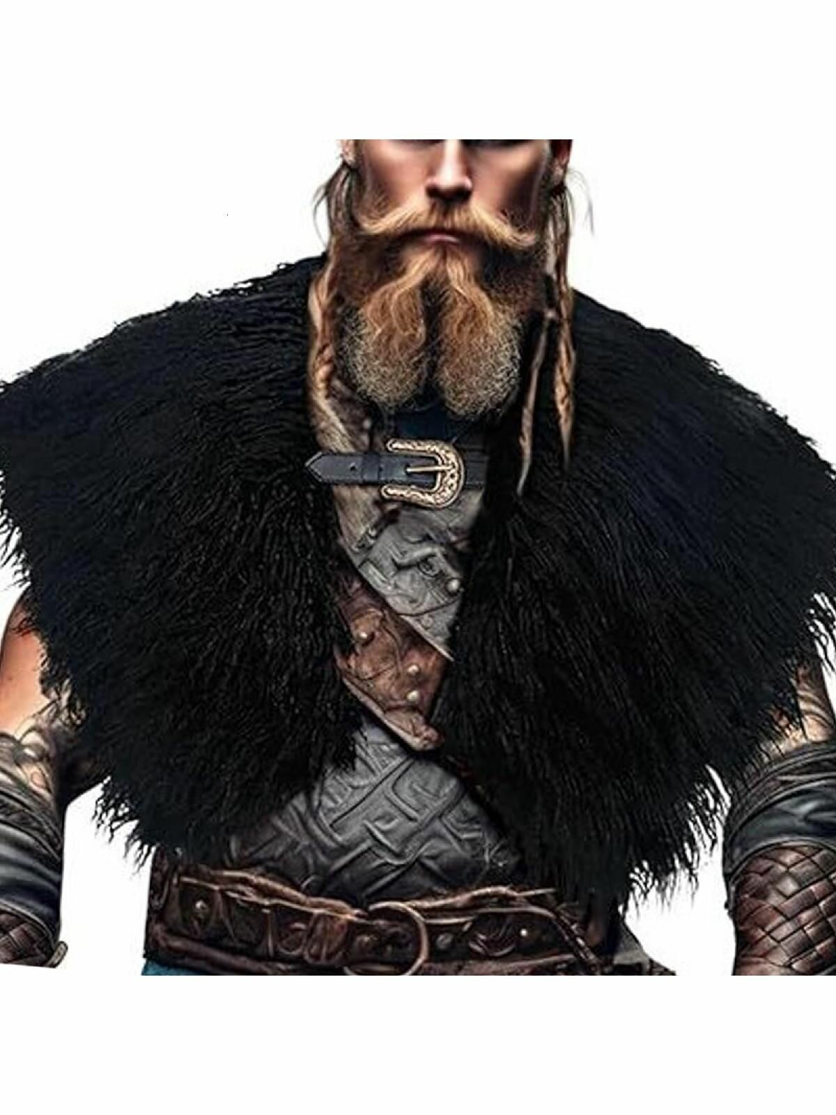 Меховой воротник и плащ викинга, накидка средневекового рыцаря, Черную редьку измельчить