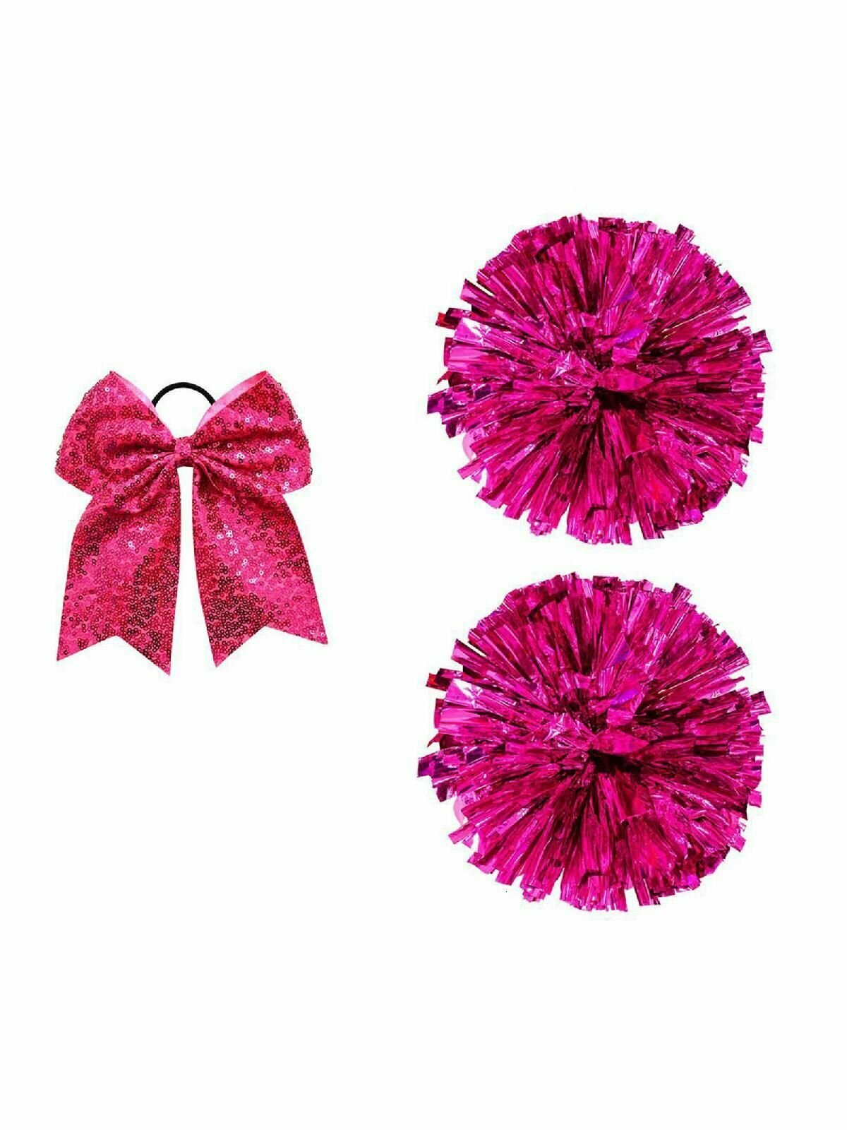 Металлические помпоны для чирлидинга и большие банты для волос, Роза красная