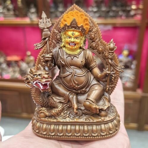 10 см Тибетская белая статуя Джамбала Дзамбала Будды из меди