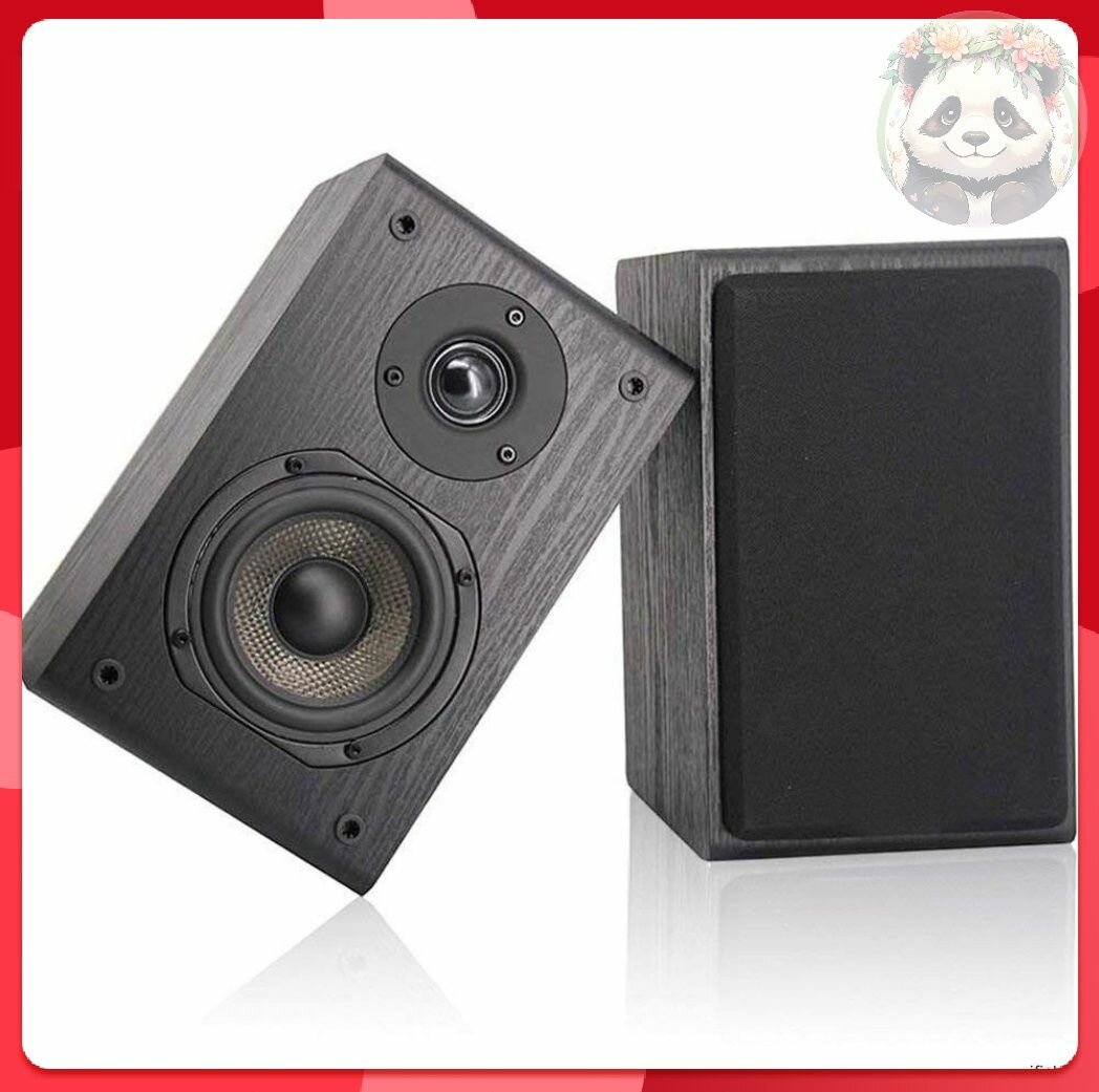 Акустическая система LONPOO пассивная, полочные колонки, 150 Вт RMS (75 Вт x 2), классические деревянные колонки с 4-дюймовым углеволоконным НЧ-динамиком и 1-дюймовым шёлковым ВЧ-динамиком, комплект