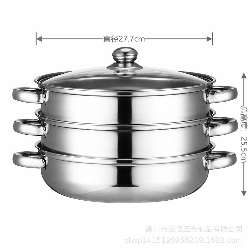 Стальная пароварка, утолщенная, 28 см, с двумя ручками, напрямую от производителя, двухслойная пароварка для супа, подарочная кастрюля для дома