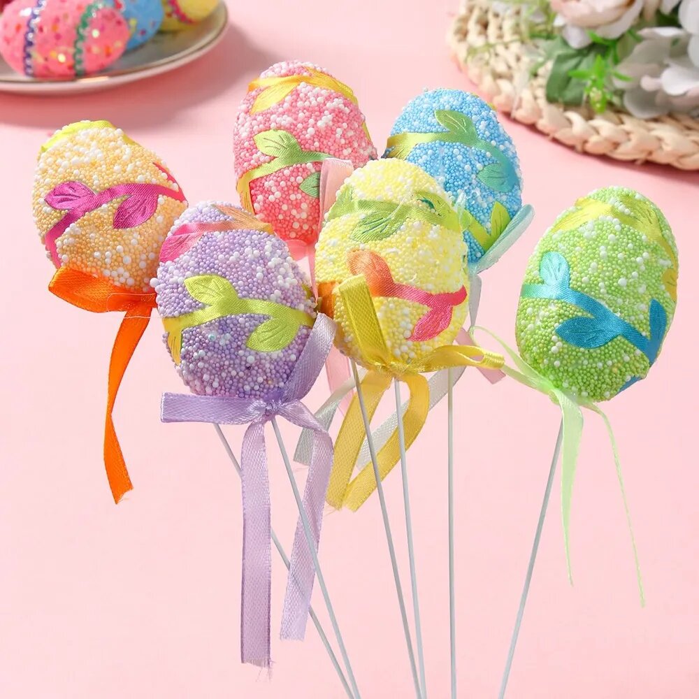 Пасхальные яйца Со стержнем,4*6cm 6шт