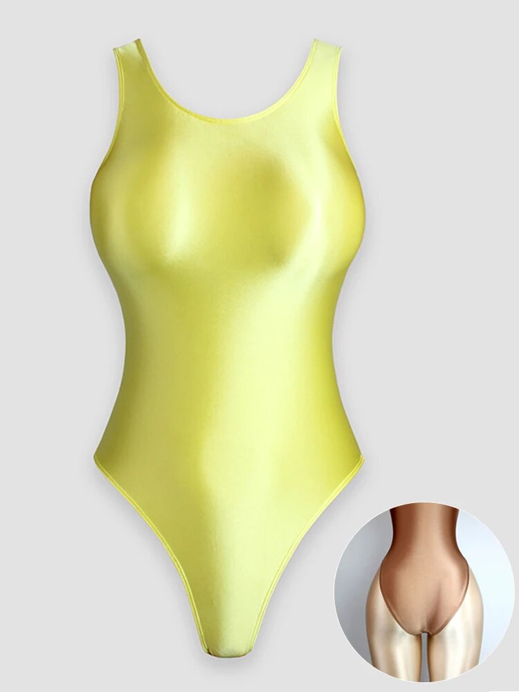 HIPPOSEUS Женское узкое боди из шелка Светло-желтый, S, Yellow