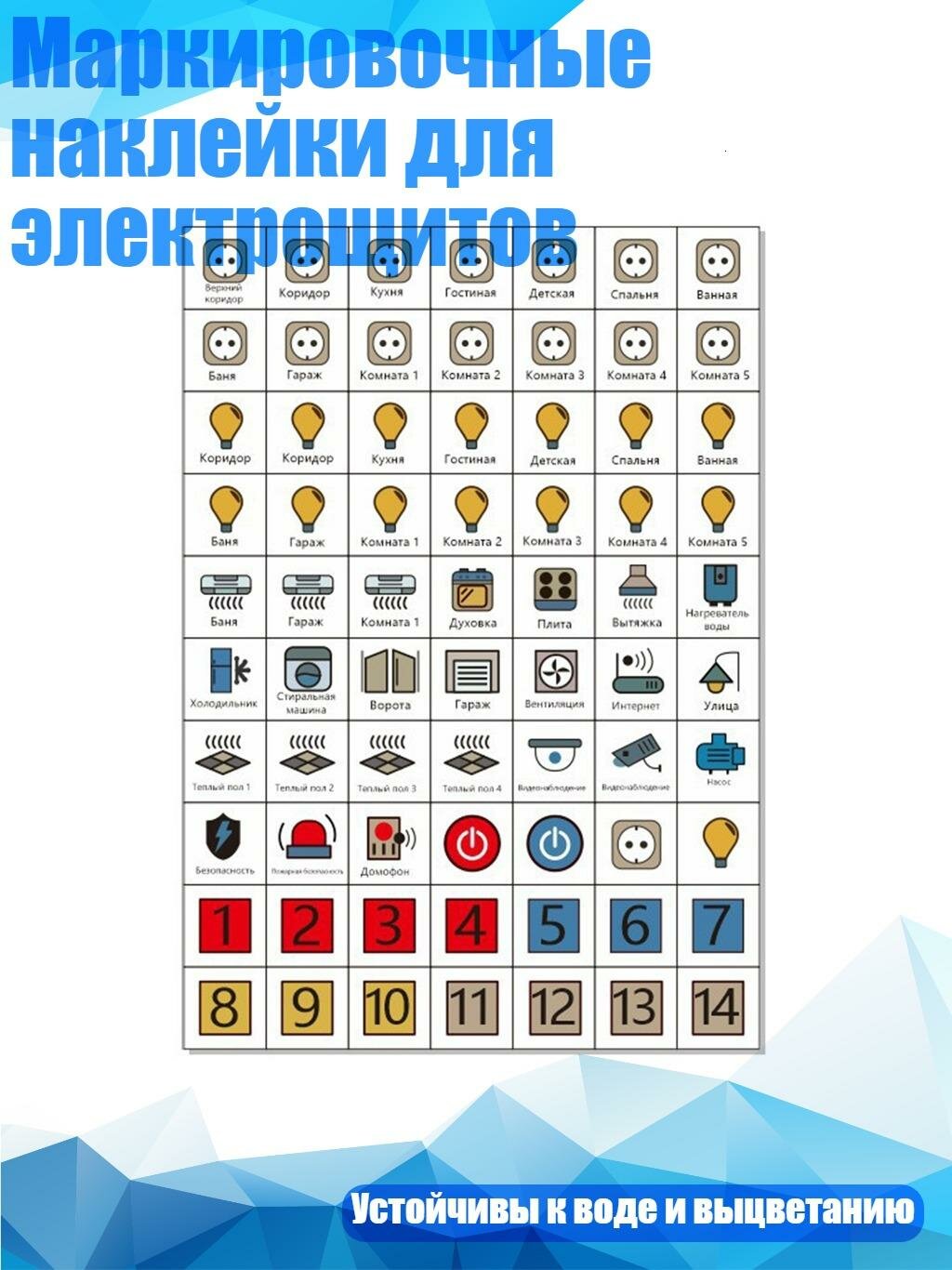 Маркировочные наклейки для электрощитов, F