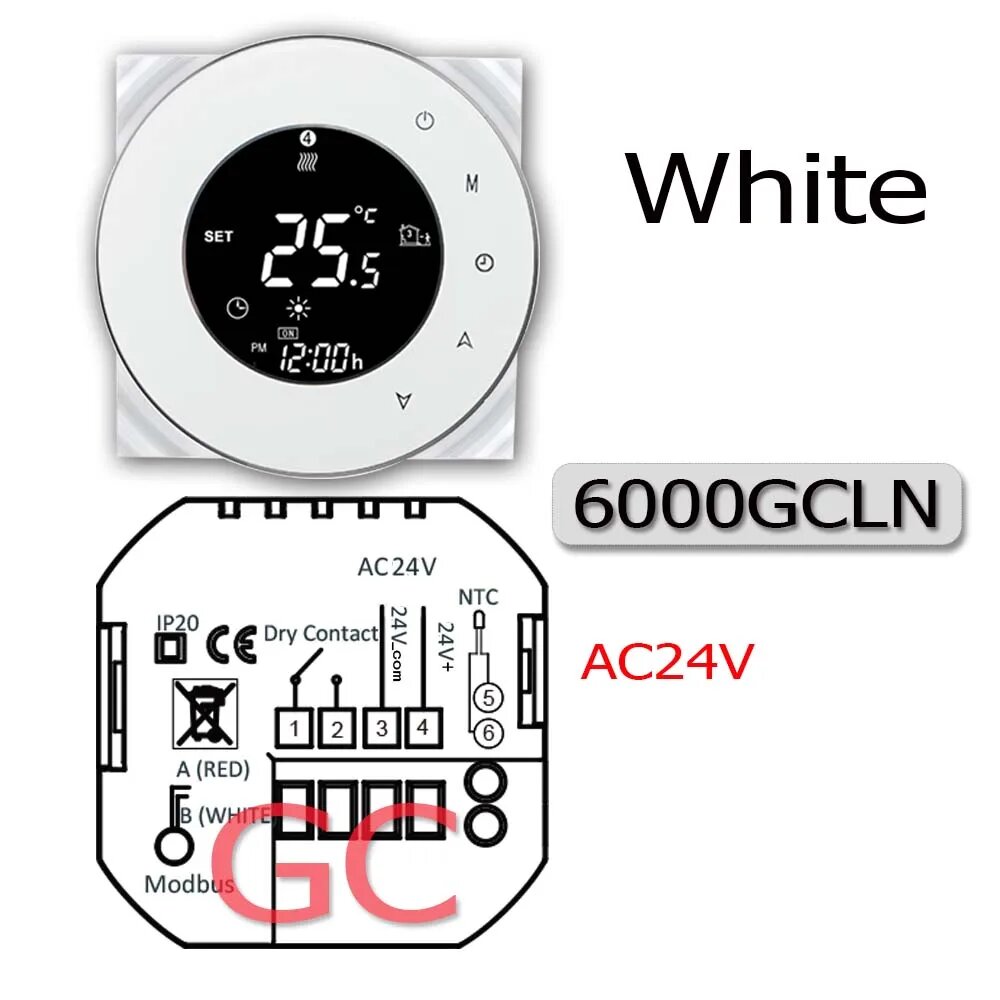 Термостат для теплого пола White 6000GCLN, 24V