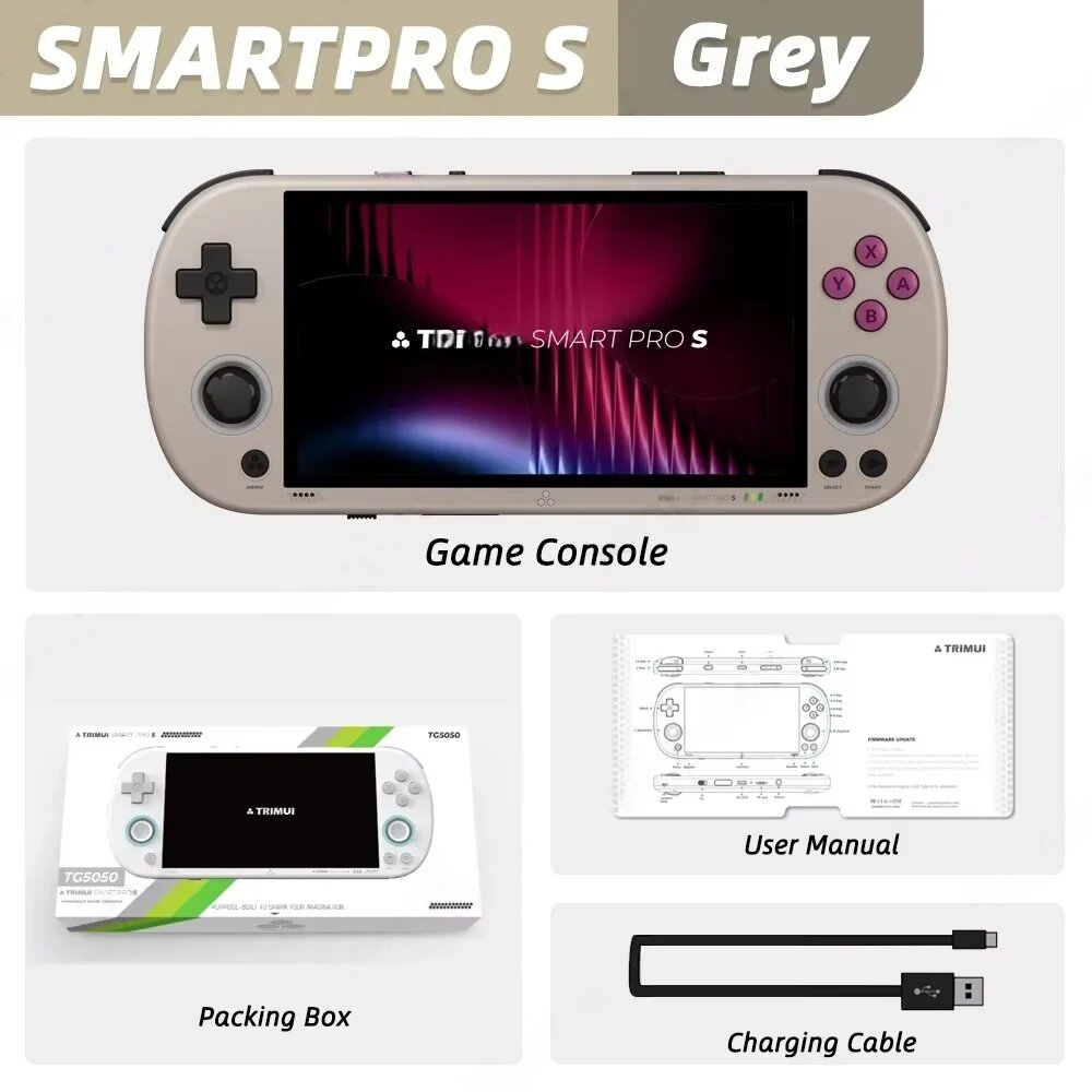 TRIMUI Smart Pro S Grey, портативная консоль, без игр
