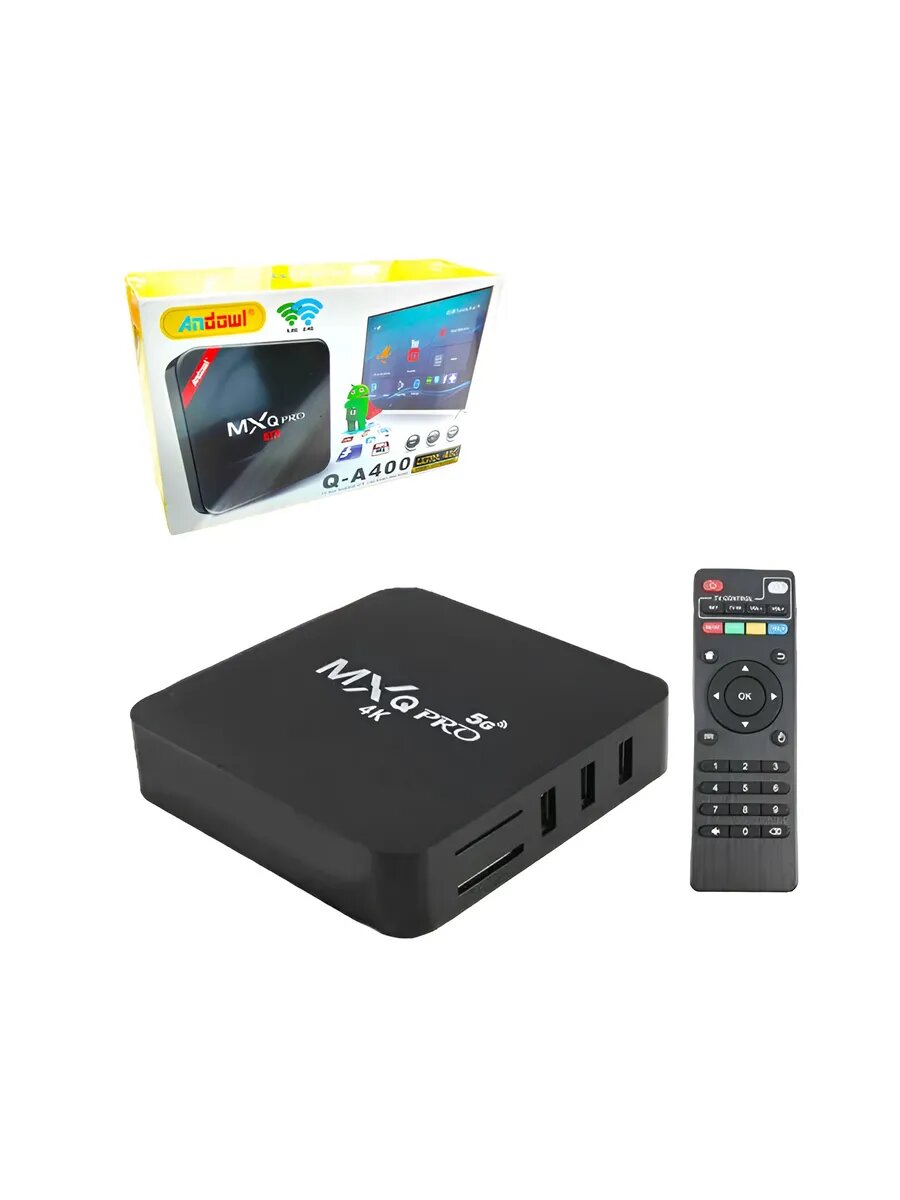ТВ-приставка Andowl "Q-A400", процессор ARM Cortex-A7, 4K, 4ГБ RAM, 64ГБ ROM