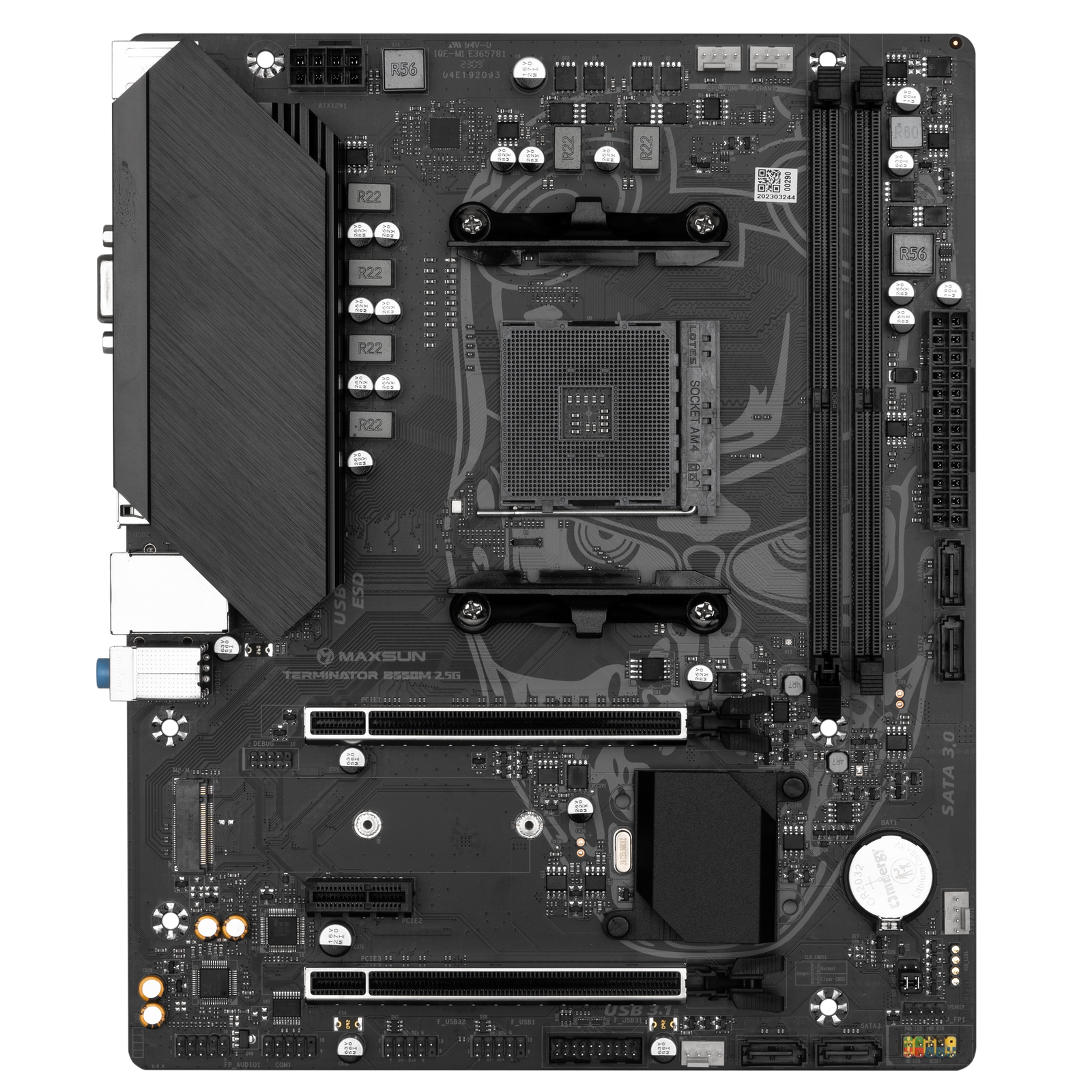 Материнская плата MaxSun MS-Terminator B550M, чипсет AMD B550, сокет AM4, microATX, поддержка RAID, 2 х DDR4, черный