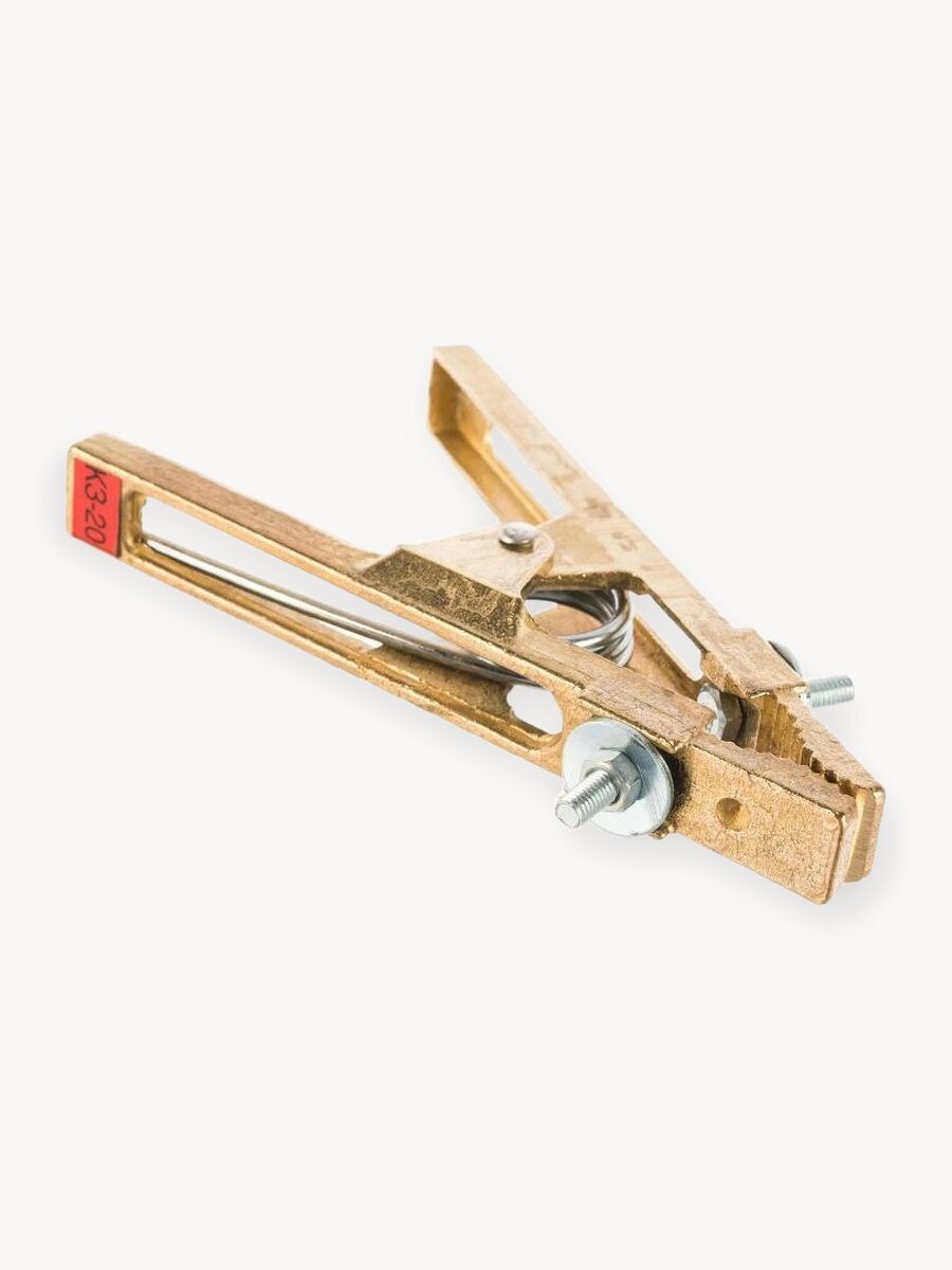 Клемма заземления Профессионал GAMMA КЗ-20, латунь, крокодил, 200A, 70x130x20 мм