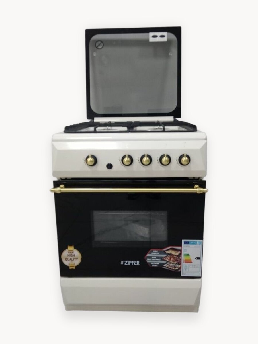 Газовая плита ZIPFER 6060.03г Ретро Бежевый цвет в размере 60x60см с газовой духовкой