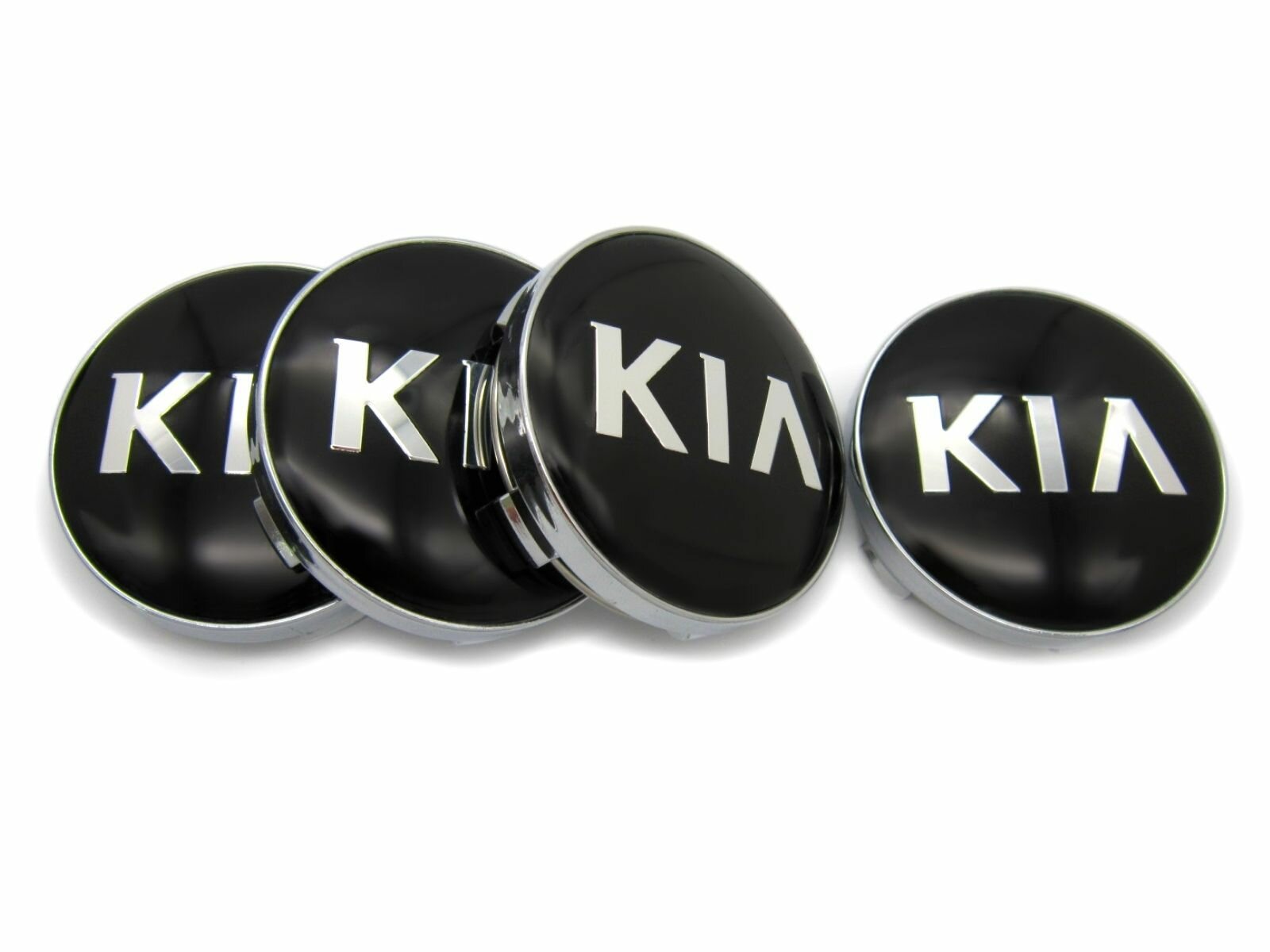 Колпачки, заглушки на литые диски Киа черные модель 2, 60/56 мм, комплект 4 шт.