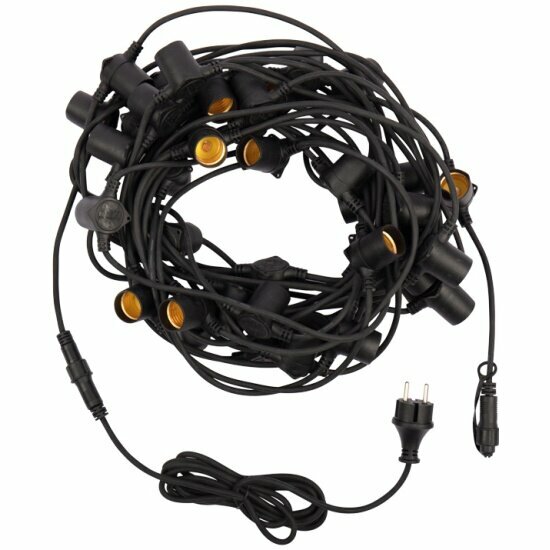 Белт-лайт кабель Neon-night 20 м, 40 патронов E27, шаг 50 см, черный каучук, IP44 331-333