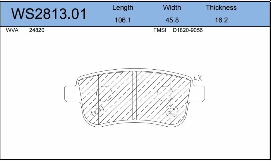 Колодки тормозные дисковые зад JEENICE WS2813.01