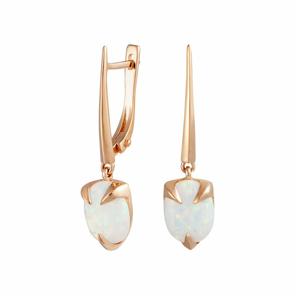 Серьги, красное золото, 585 проба, опал