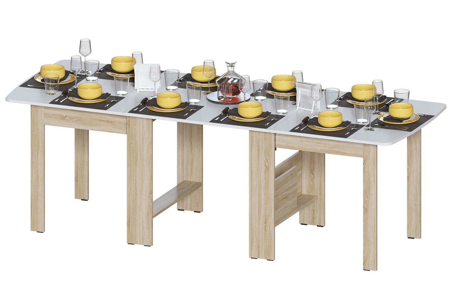 Стол-книжка раздвижной Hoff СТК-7СБ, 34,2(240)х78,5х86,5 см, цвет дуб Сонома, белый