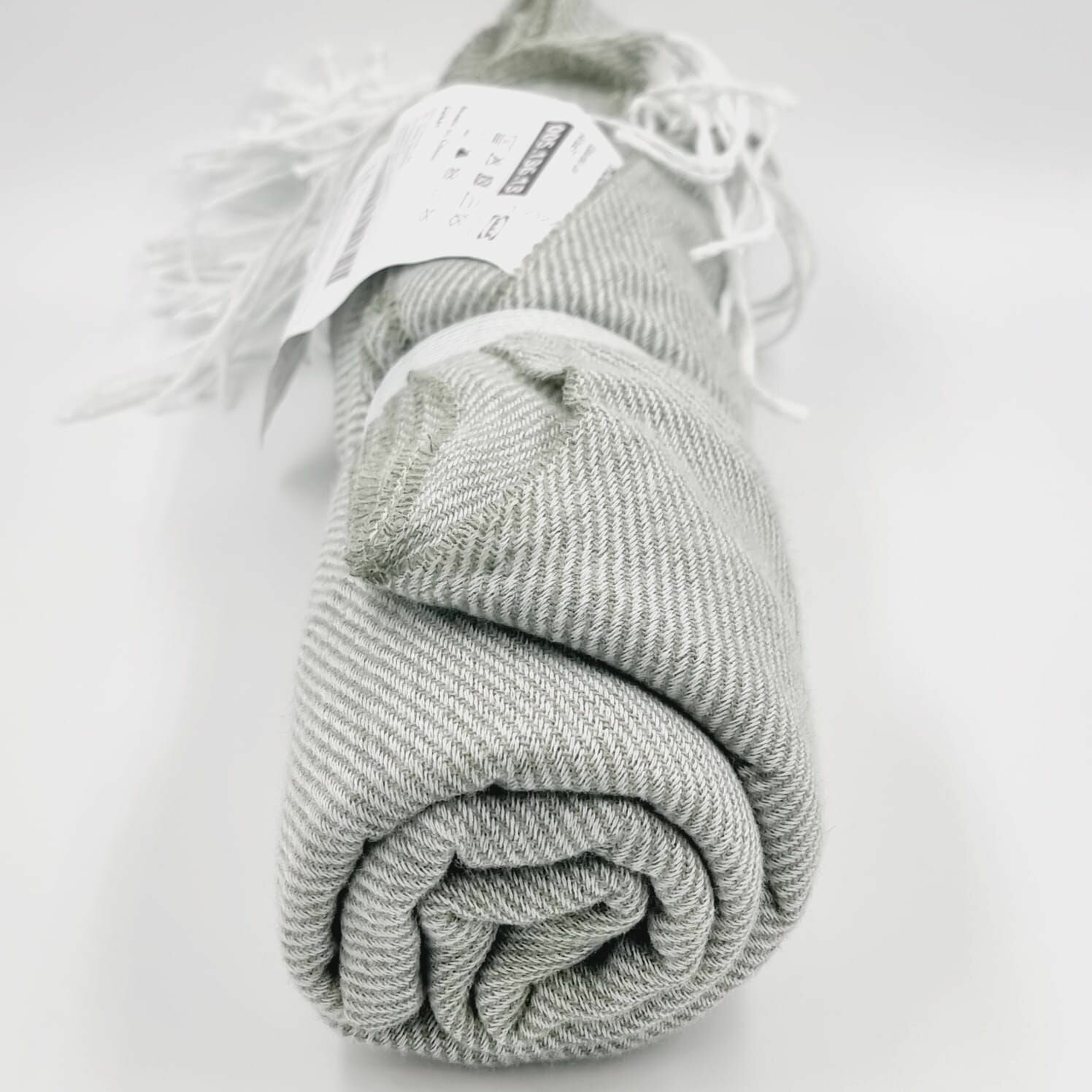 Плед IKEA HOLMVI серо-зеленый с бахромой, 120х160 см (из Финляндии)